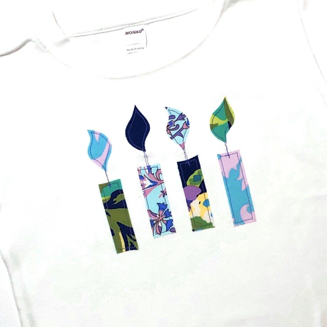 Girls 4 Candle Birthday Shirt, Four Year Old, Floral Design, Handmade ...