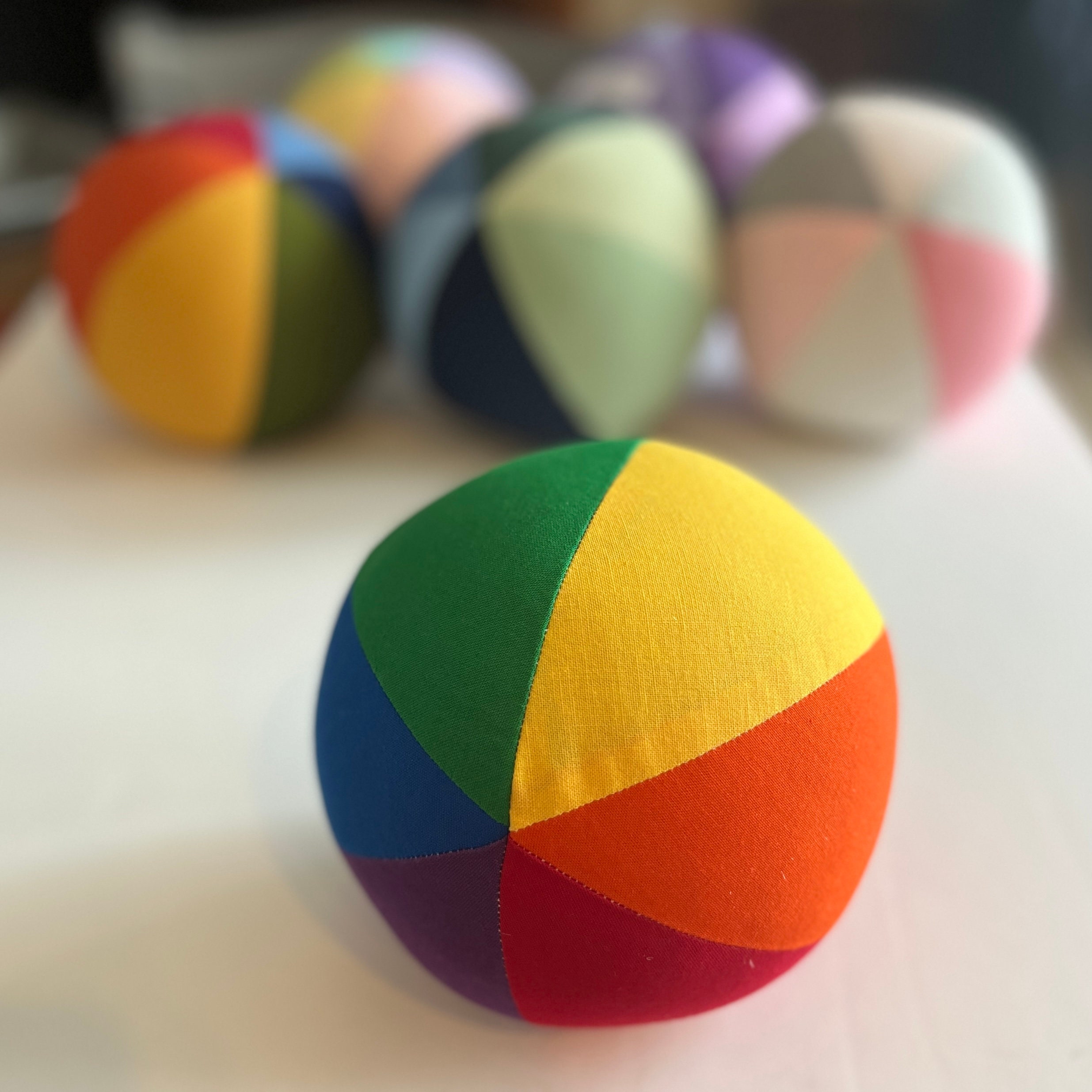Primary Colors Rainbow Fabric Ball, Cloth Ball, Handmade Kids Toy ...