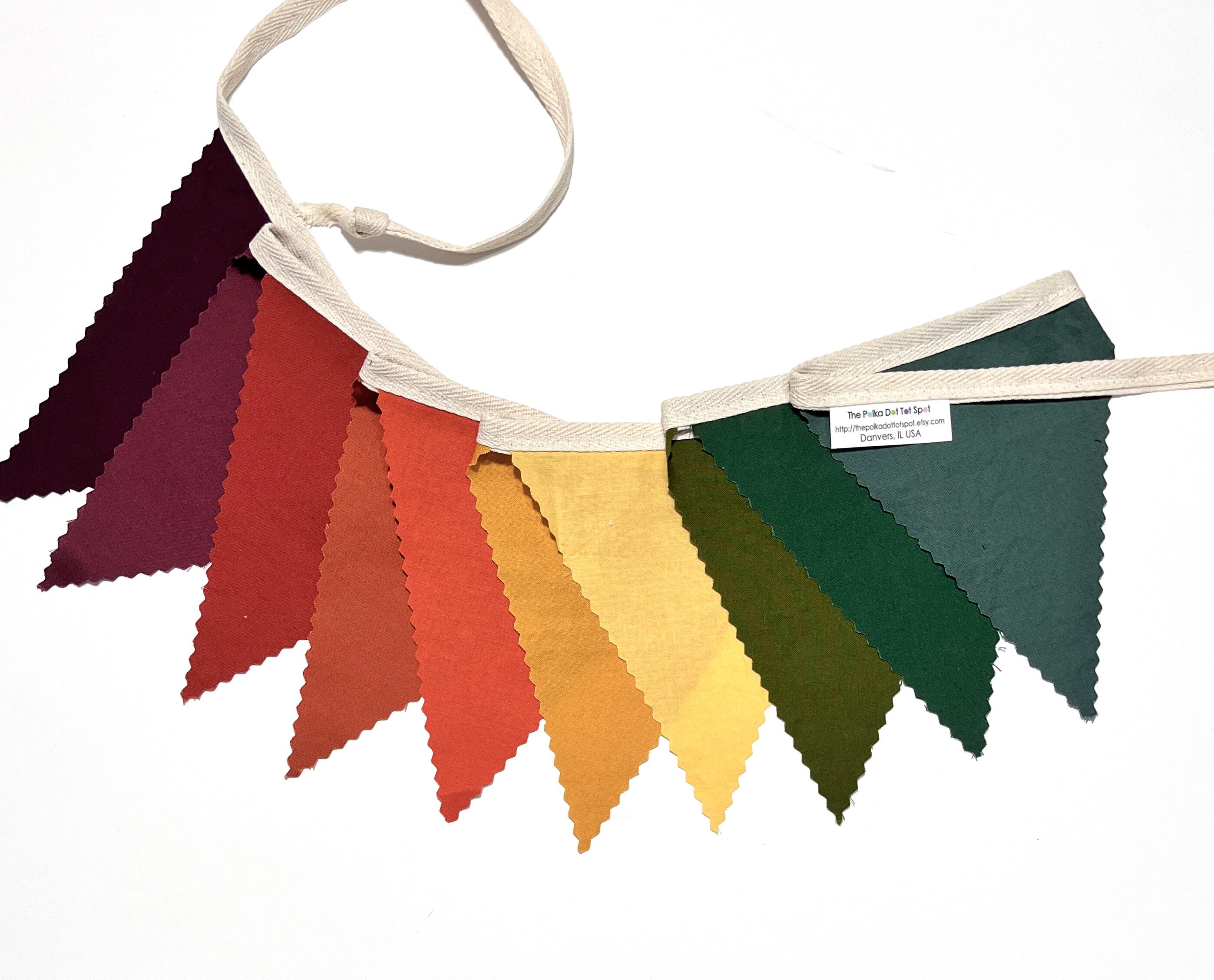 Boho Rainbow Bunting Banner, Fabric Pennants, Bedroom Decor, Triangle ...