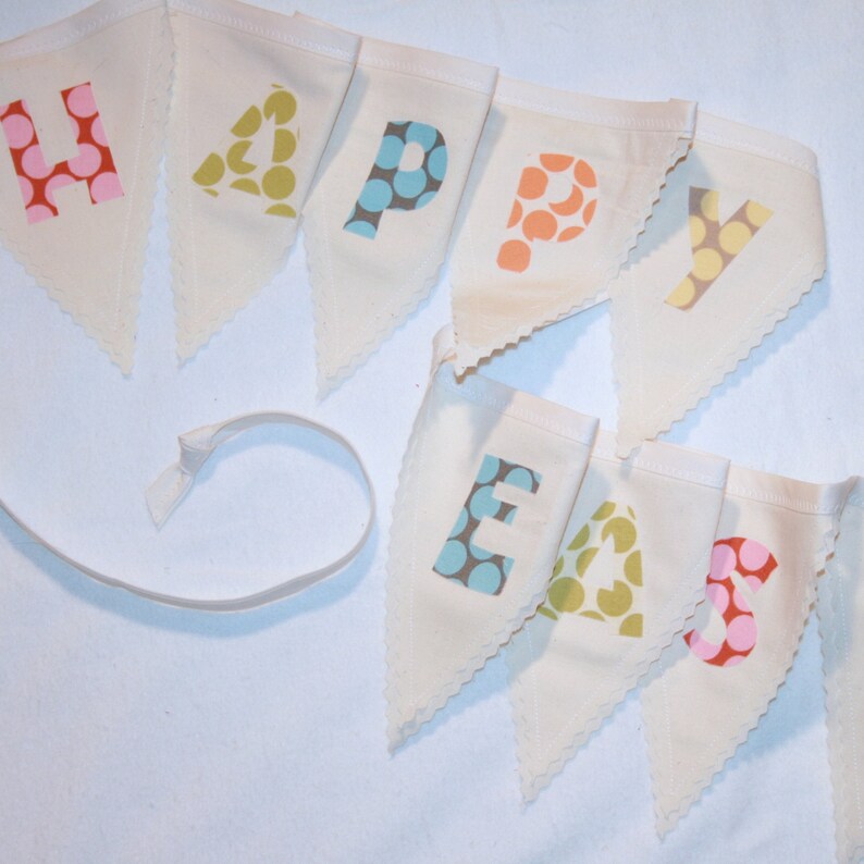 HAPPY EASTER Pennant Bunting Fabric Easter Banner Pink Blue - Etsy