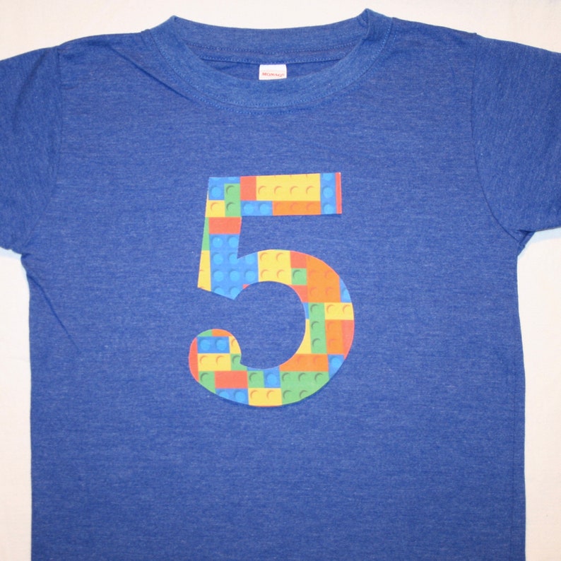 Boys Construction Block Birthday Shirt Number 5 Shirt Boy | Etsy