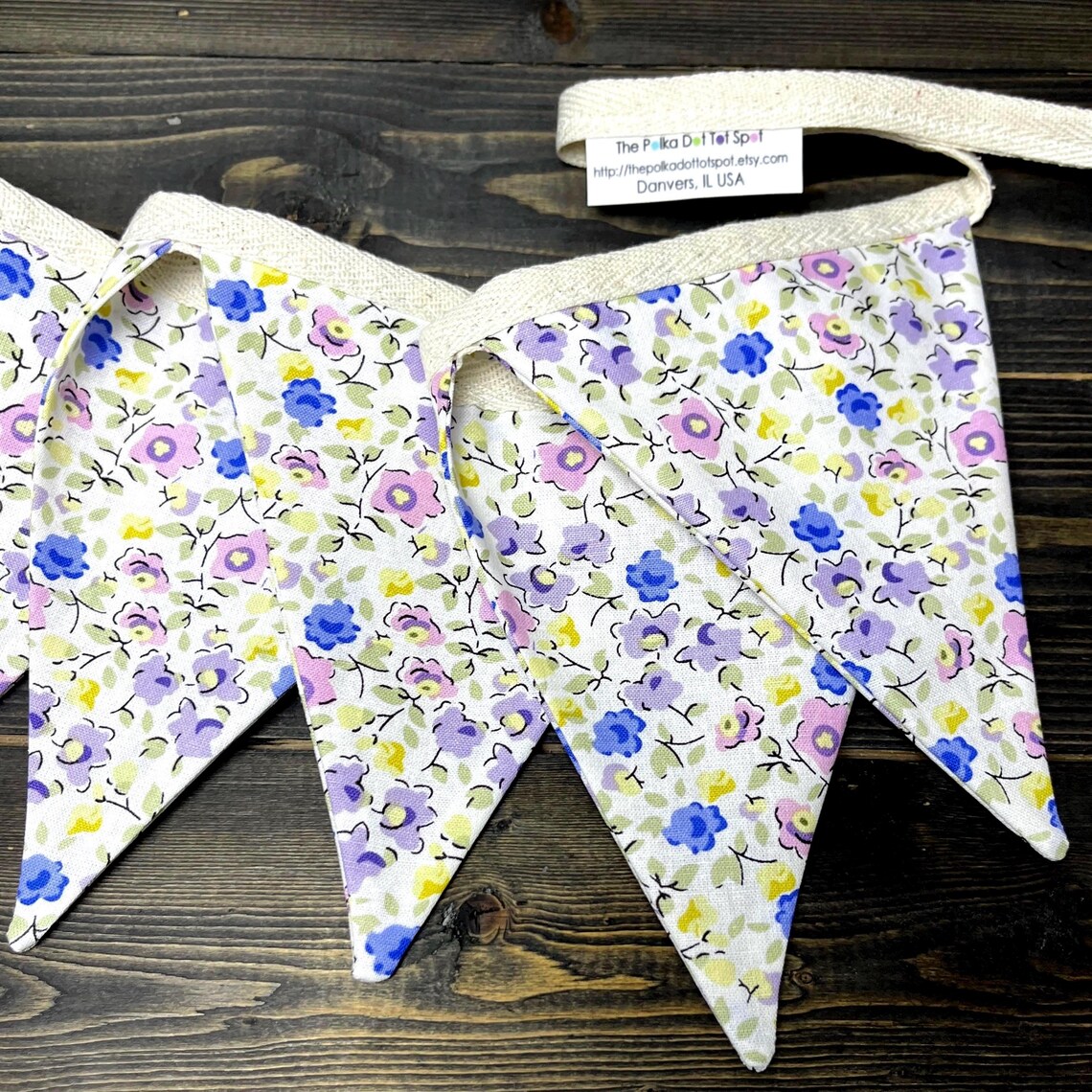 Spring Floral Pennant Banner, Liberty of London Handmade Fabric Bunting ...