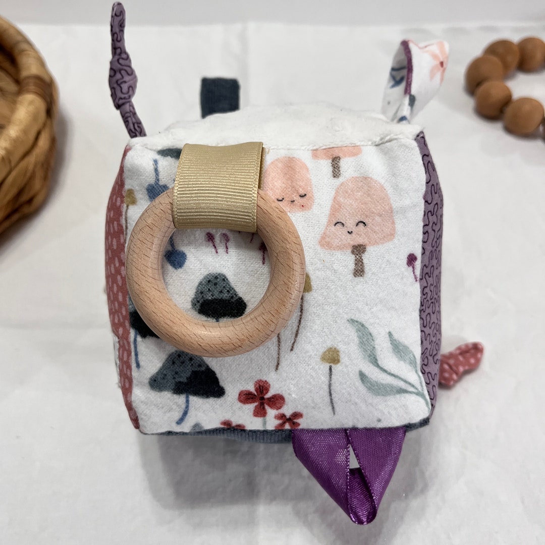 Woodland Mushrooms Sensory Block Toy, Baby Activity Cube, Baby Girl ...