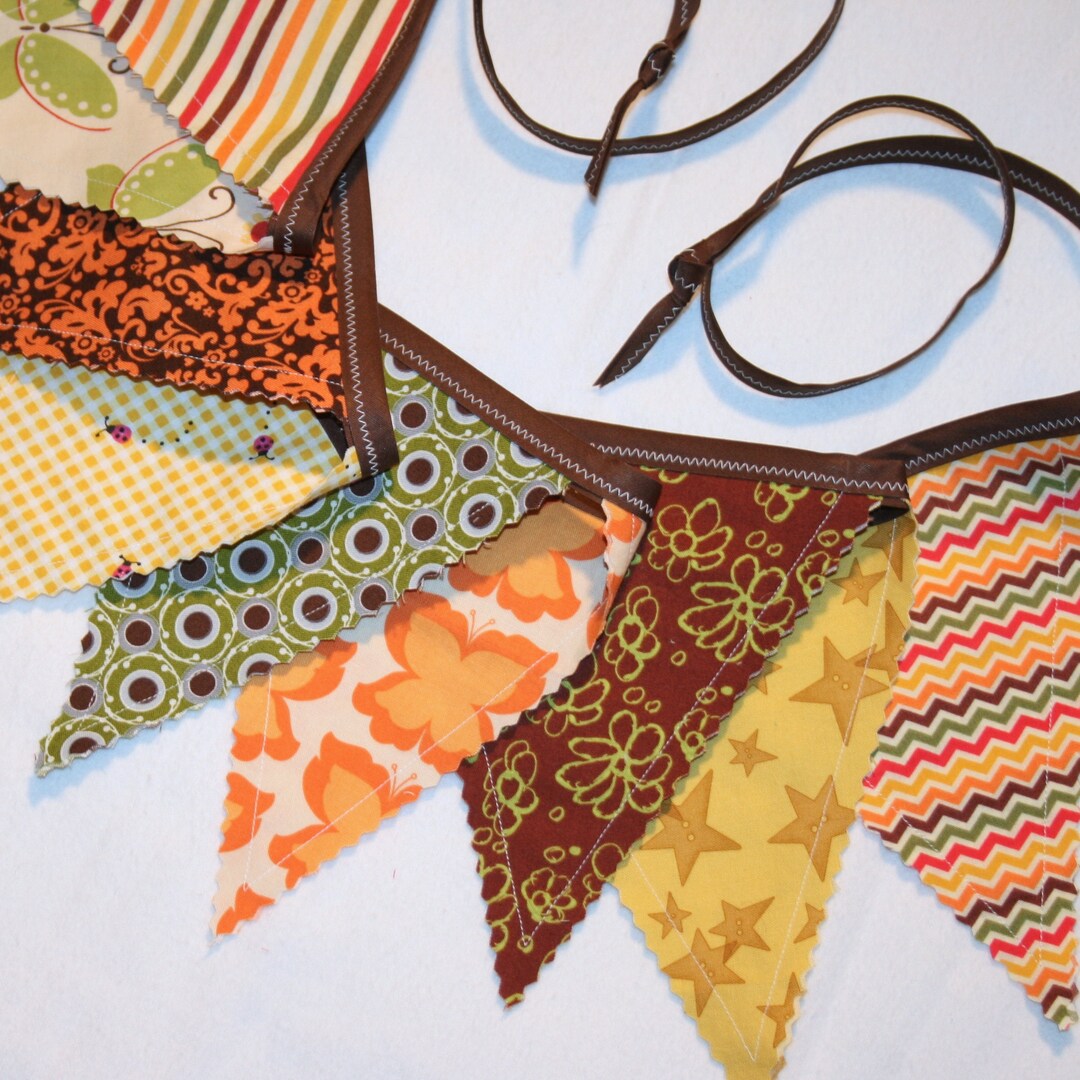 Thanksgiving Fabric Pennant Bunting, Fall Colors Banner, Orange Yellow ...