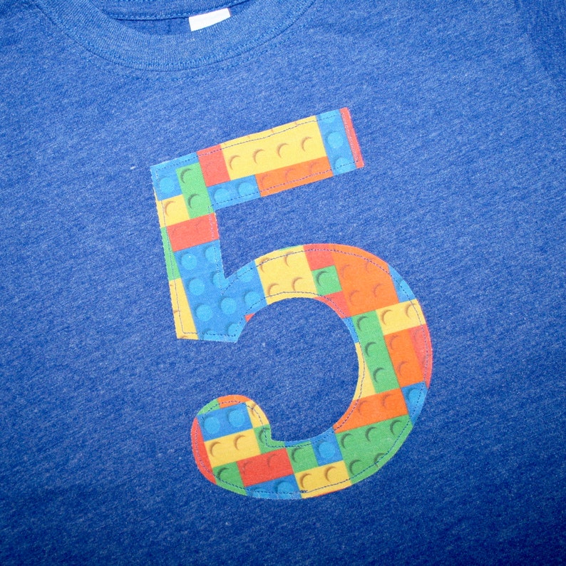 Boys Construction Block Birthday Shirt Number 5 Shirt Boy | Etsy
