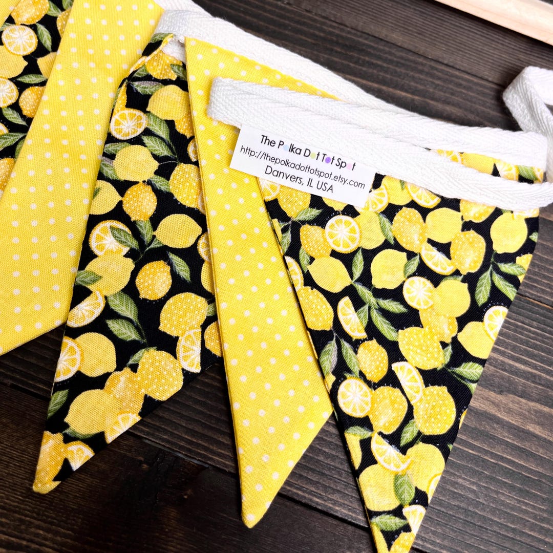 Lemon Pennant Banner, Garden Party Fabric Bunting, Country Kitchen ...
