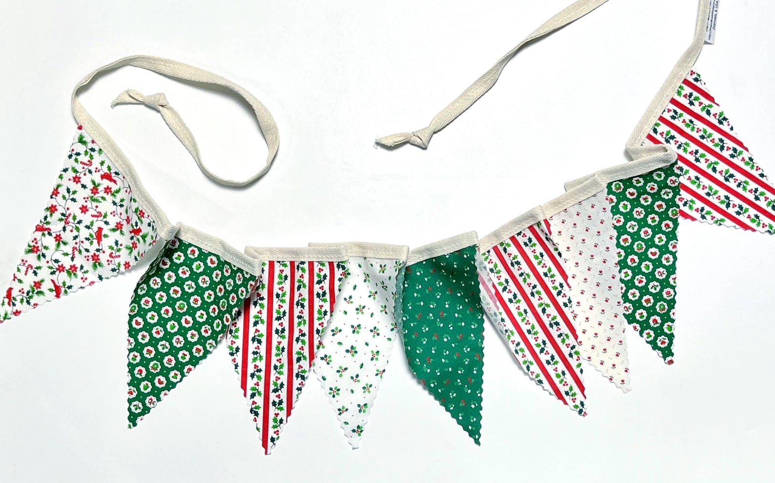 Vintage Christmas Bunting, Fabric Triangle Banner, Fireplace Mantle ...
