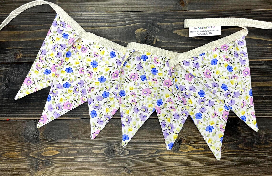 Spring Floral Pennant Banner, Liberty of London Handmade Fabric Bunting ...