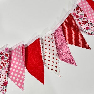 Valentines Day Pennant Bunting, Party Decor, Pink, Red, Triangle ...