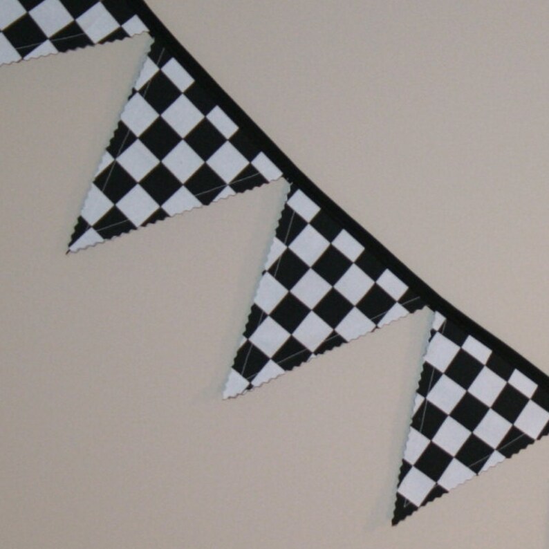 Racing Check Pennant Bunting Race Car Bunting Black White - Etsy