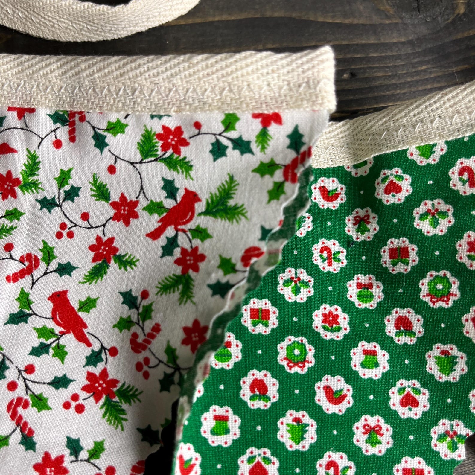 Vintage Christmas Bunting, Fabric Triangle Banner, Fireplace Mantle ...