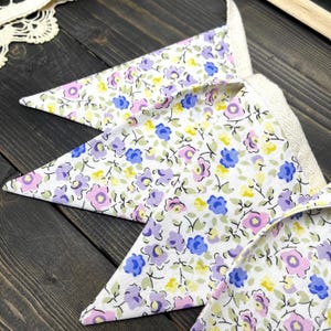 Spring Floral Pennant Banner, Liberty of London Handmade Fabric Bunting ...