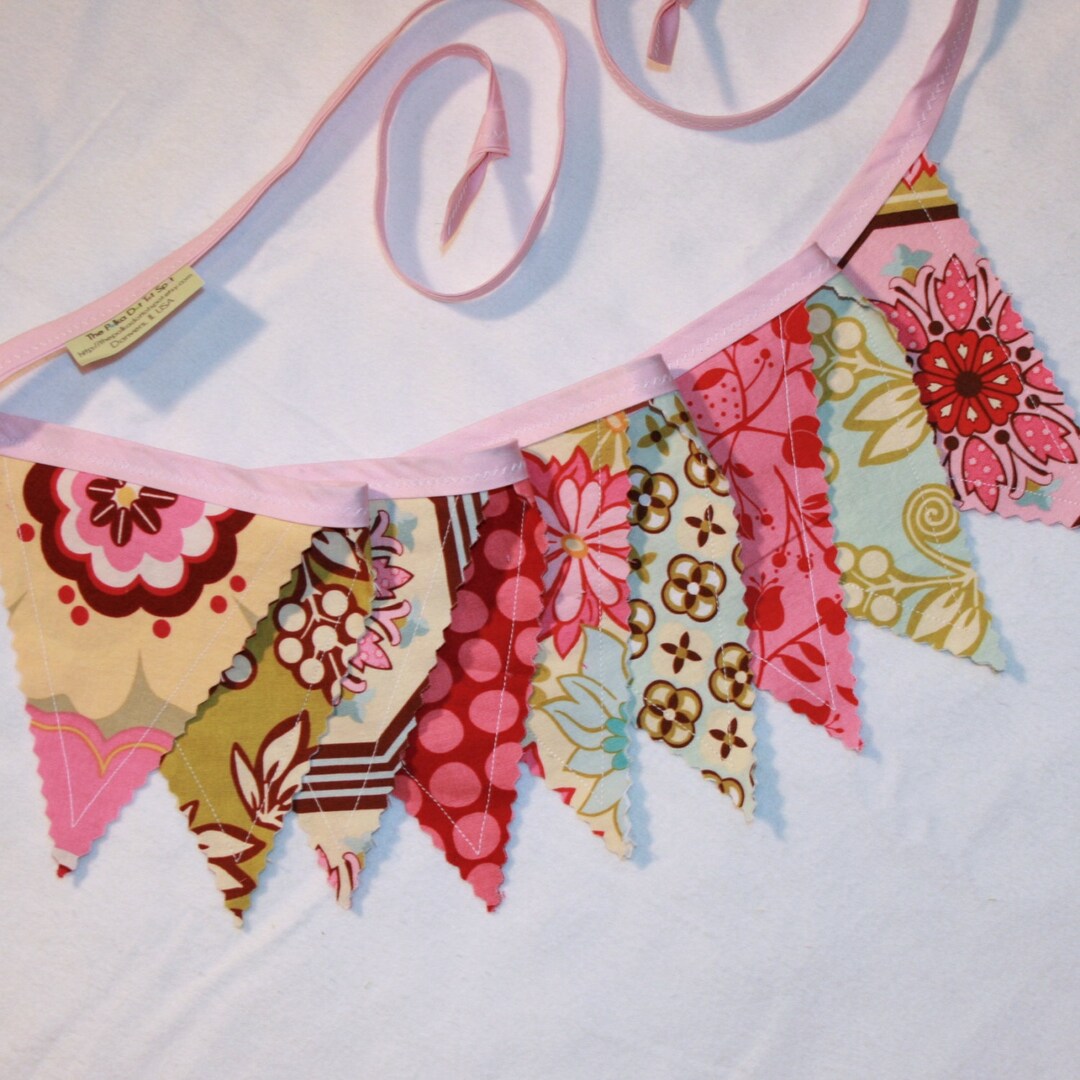 Spring Floral Pennant Bunting, Valentines Day Decor, Triangle Flags ...