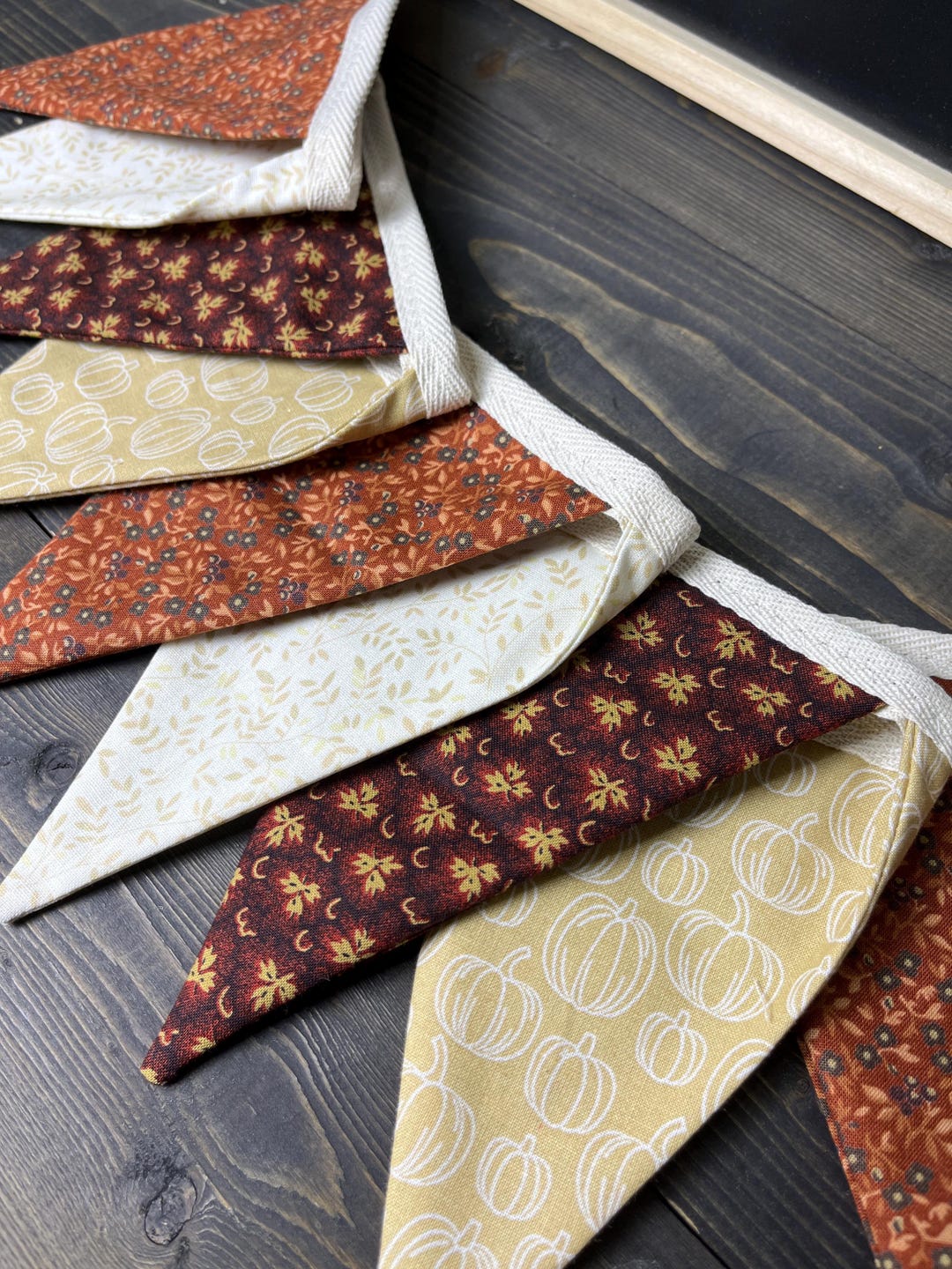 Vintage Fall Floral Pennant Bunting, Handmade Fabric Banner, Autumn ...