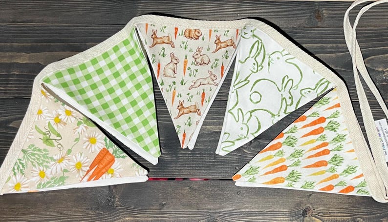 Easter Pennant Bunting, Handmade Fabric Banner, Country Farmhouse Decor ...