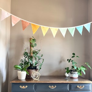 Boho Rainbow Pennant Bunting, Fabric Banner, Birthday Garland, Nursery ...