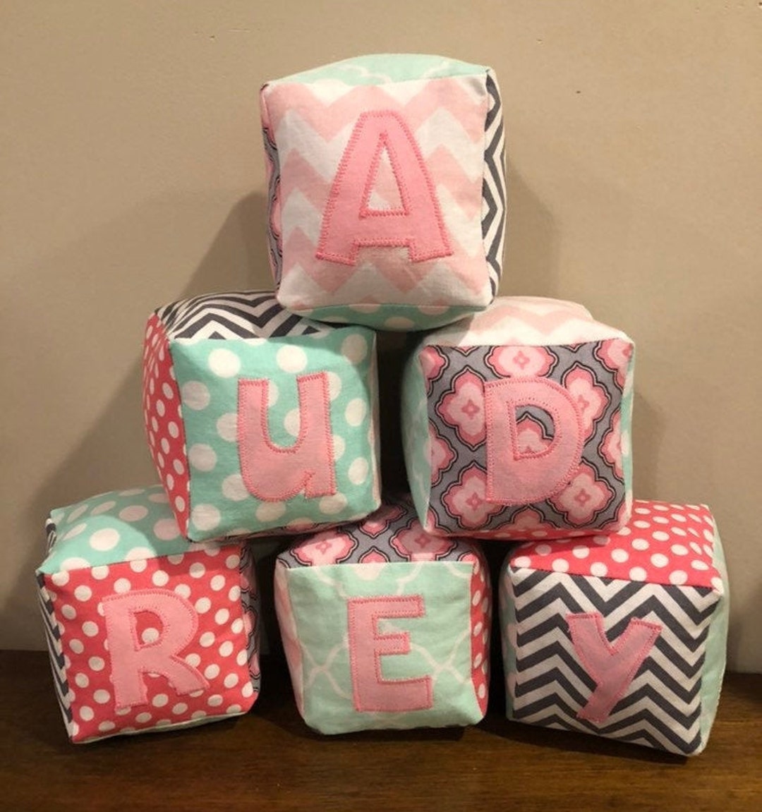 Custom Name Fabric Blocks, Personalized Girl Shower Gift, Nursery Shelf ...