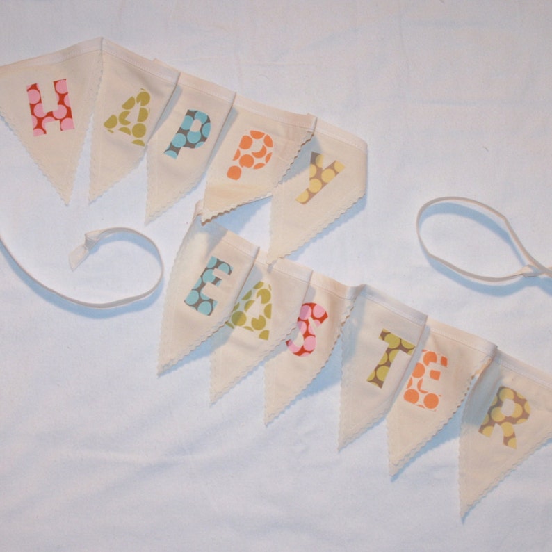 HAPPY EASTER Pennant Bunting Fabric Easter Banner Pink Blue - Etsy