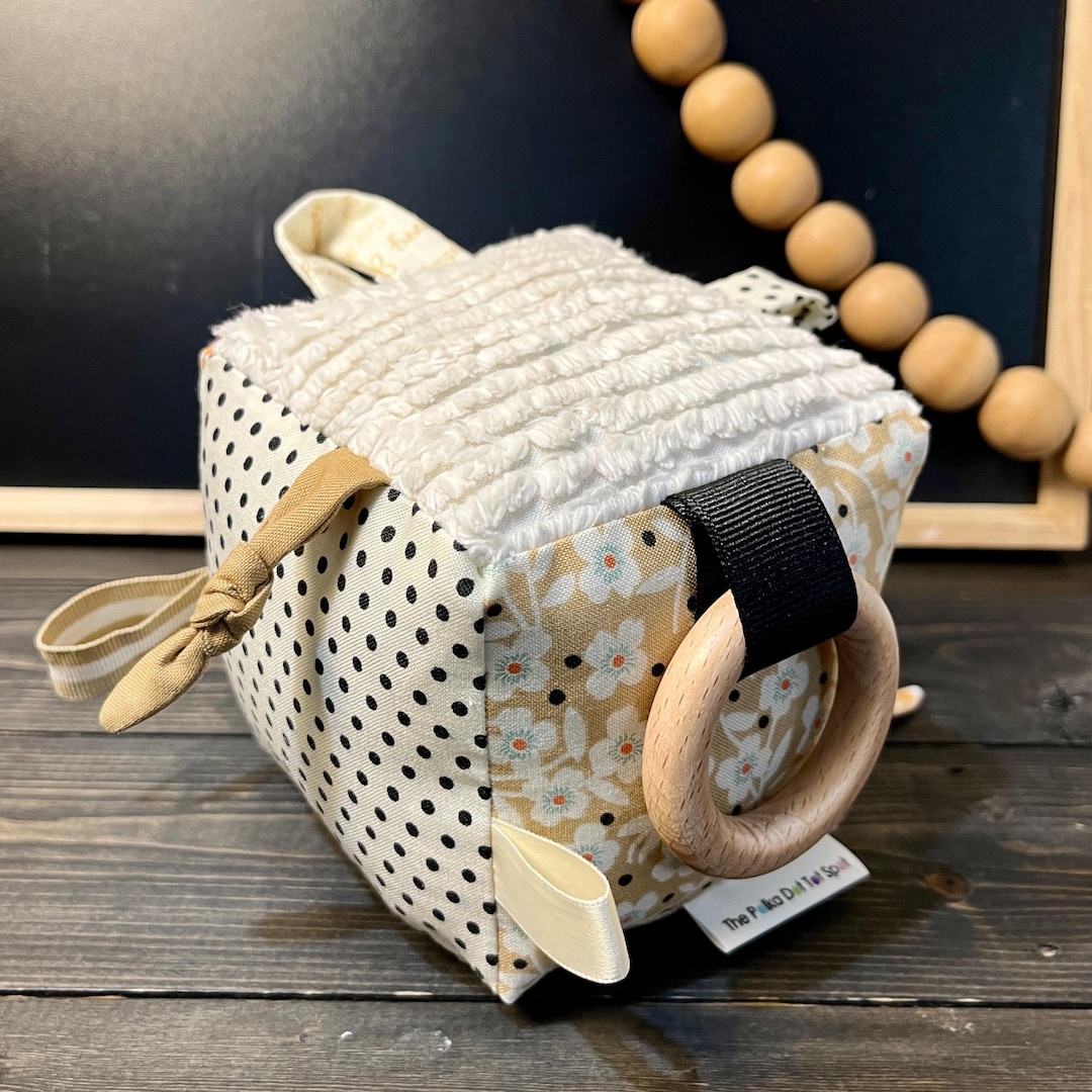 Farmhouse Floral Sensory Block Toy, Baby Activity Cube, Baby Girl ...