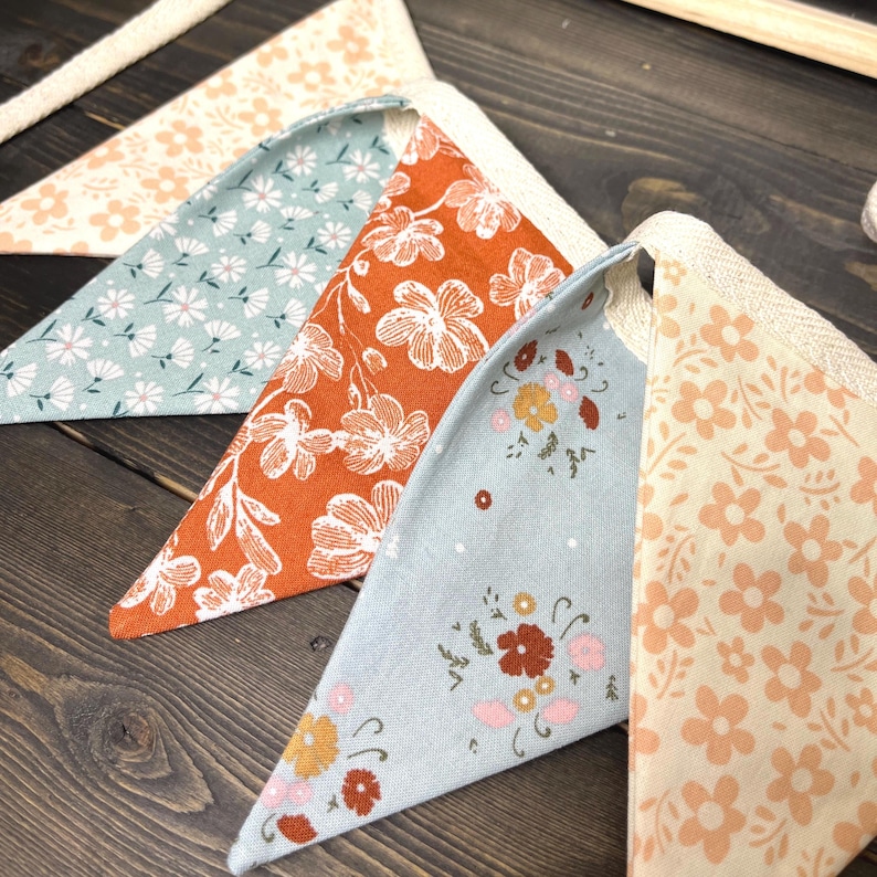 Wildflowers Pennant Bunting, Handmade Fabric Banner, Country Farmhouse ...