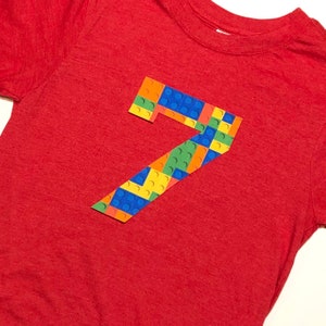 Boys Building Blocks Birthday Shirt, Construction Bricks, Primary ...