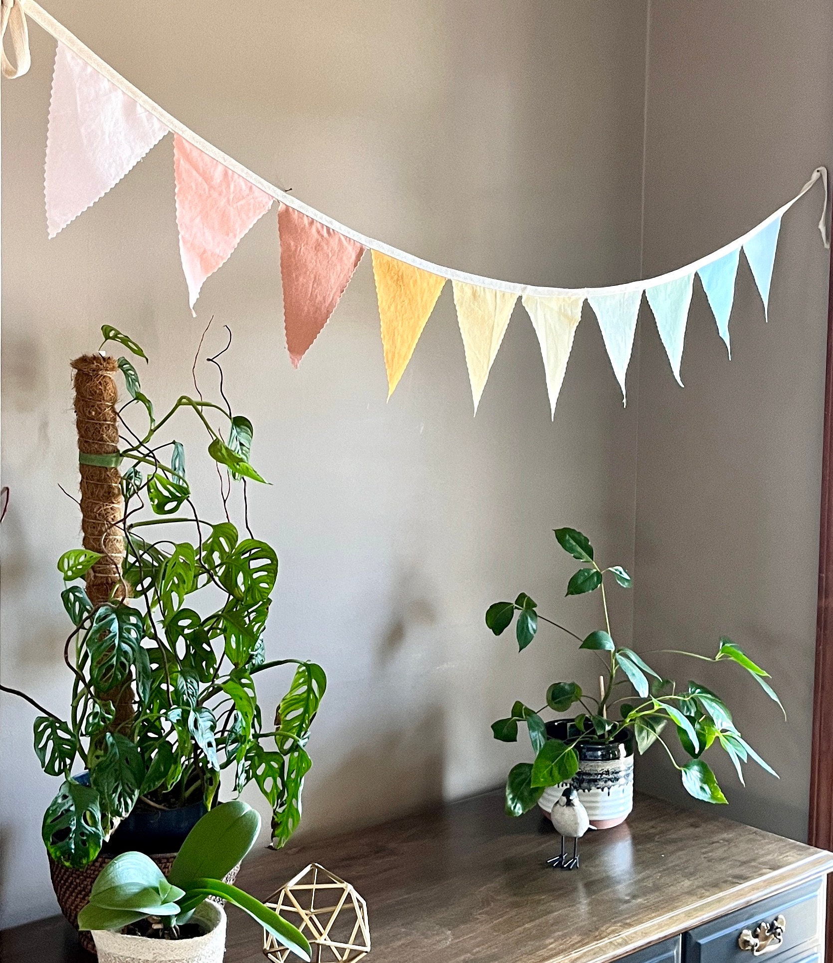 Boho Rainbow Pennant Bunting, Fabric Banner, Birthday Garland, Nursery ...