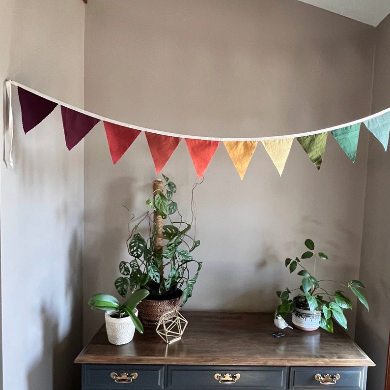 Boho Rainbow Bunting Banner, Fabric Pennants, Bedroom Decor, Triangle ...