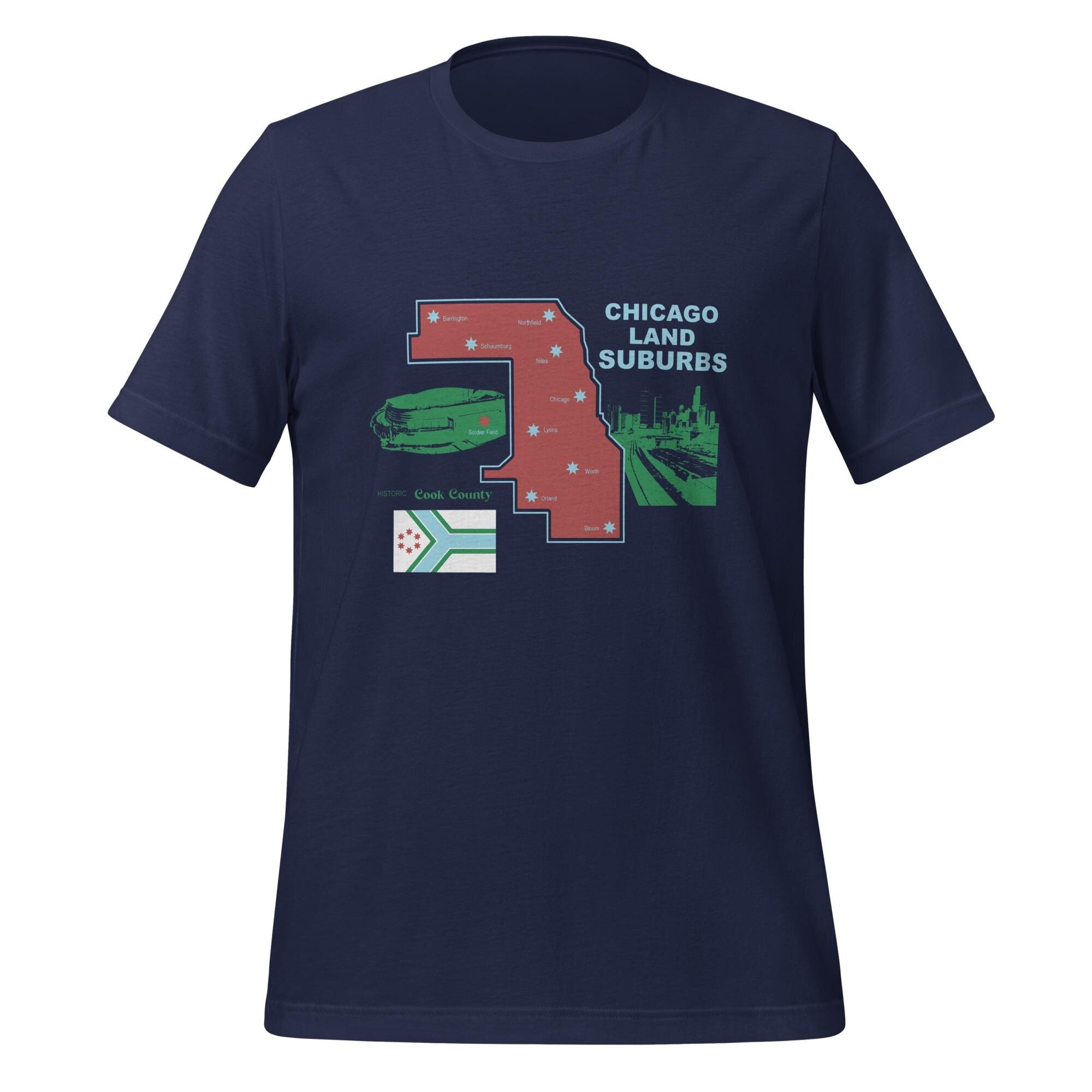 Chicago Suburbs Cook County Map - Soft Tshirt - Chicago Gift - Illinois ...