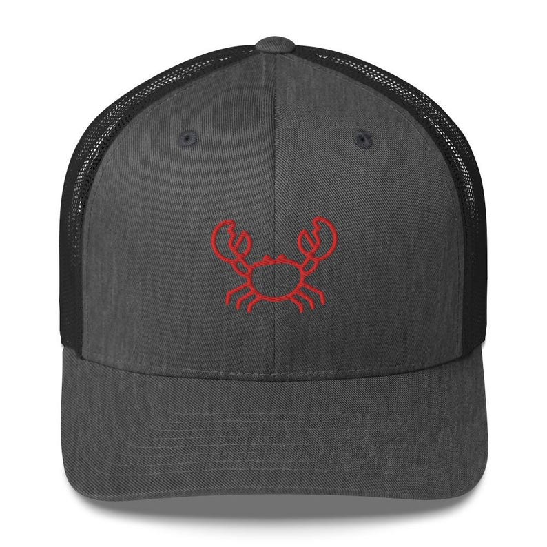 Embroidered Crab Trucker Cap, Tiny Design Caps - Crab Baseball Hat ...