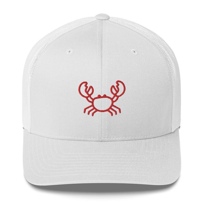 Embroidered Crab Trucker Cap, Tiny Design Caps - Crab Baseball Hat ...