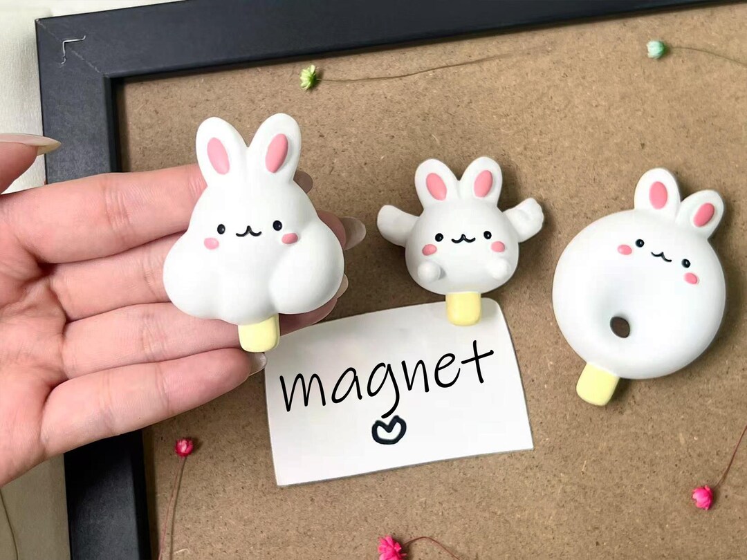 Cute White Bunny Magnet Kitchen Decor for Rabbit Lovers, Small Animal ...