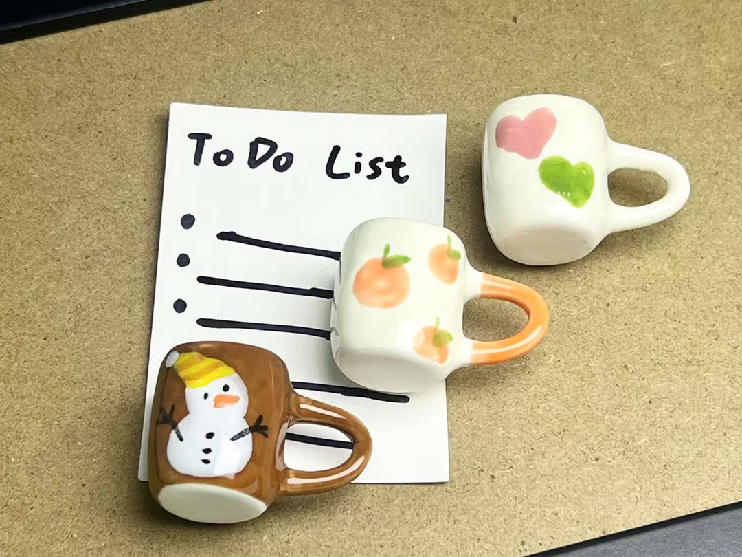 Handmade Miniature Ceramic Cup Refrigerator Magnets, Mini Mug Fruits ...