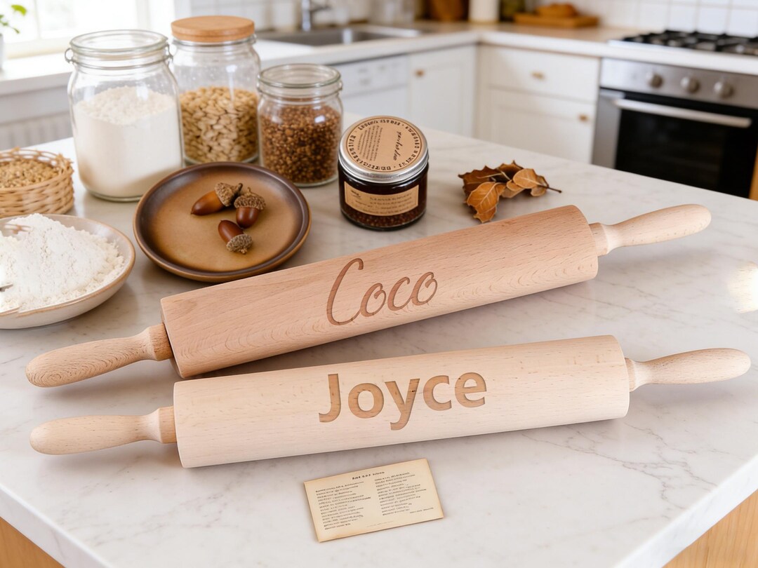Personalized Engraved Wooden Rolling Pin Kitchen Tool, Customized ...