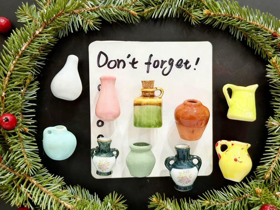 Tiny Ceramic Vase Fridge Magnet Set, Colorful Ceramic Magnetic Vase New ...