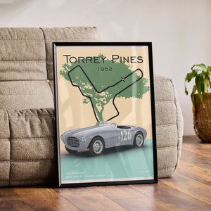 Torrey Pines 1952 - Bill Friedauer - Siata 300 BC Race Poster - Etsy