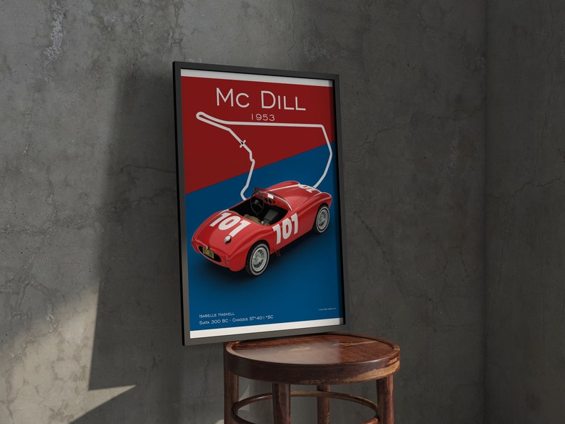Mc Dill 1953 - Isabelle Haskell - Siata 300 BC Race Poster - Etsy