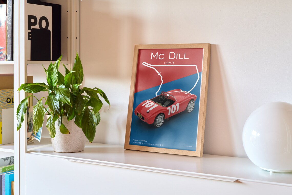 Mc Dill 1953 - Isabelle Haskell - Siata 300 BC Race Poster - Etsy