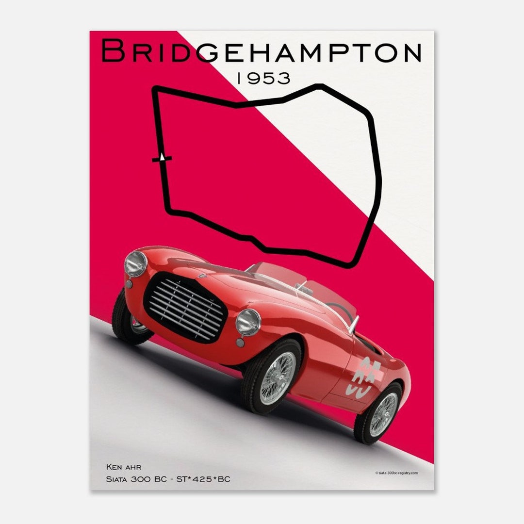 Bridgehampton 1953 - Ken Ahr - Siata 300 BC Race Poster - Etsy