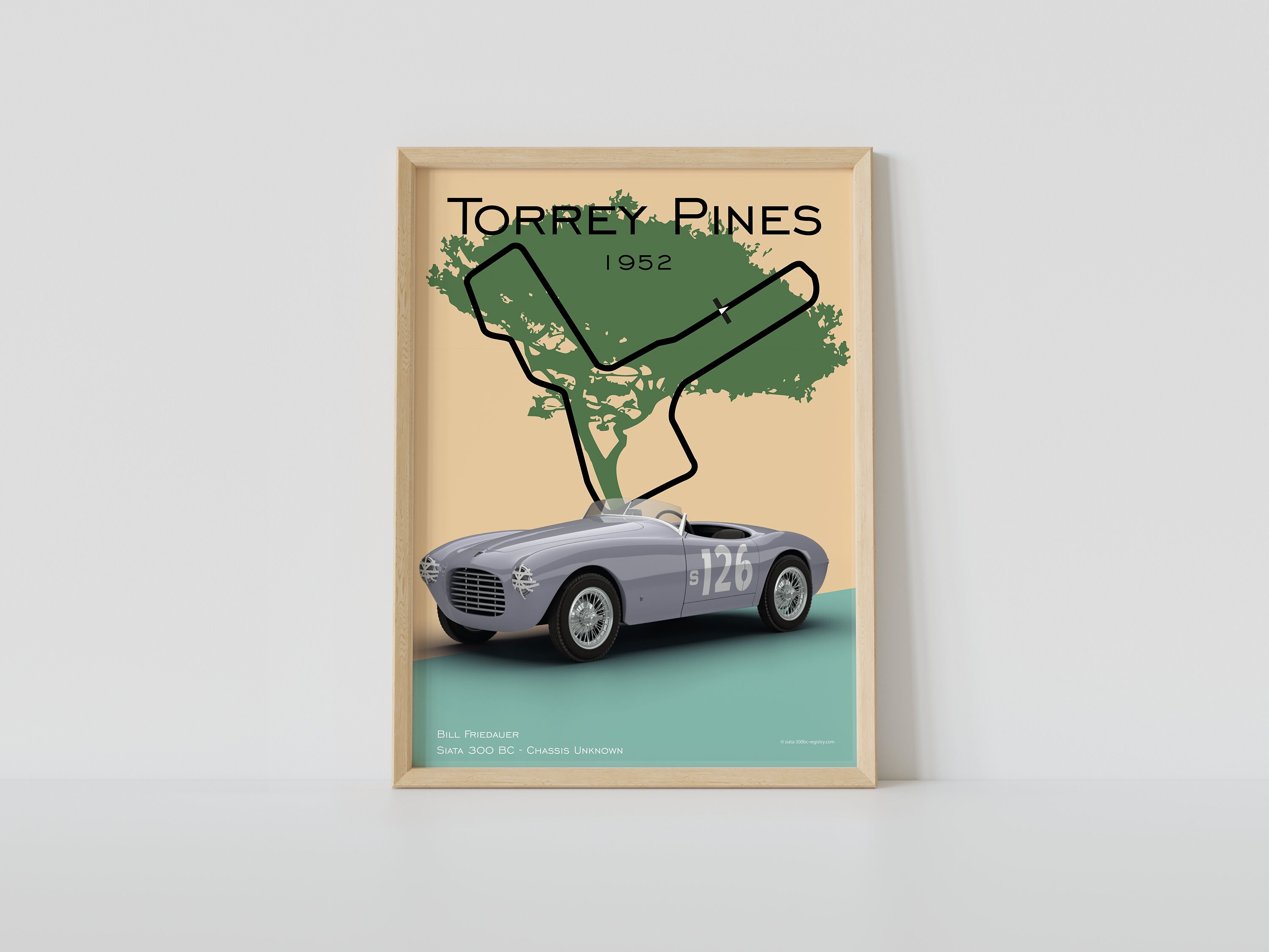 Torrey Pines 1952 - Bill Friedauer - Siata 300 BC Race Poster - Etsy