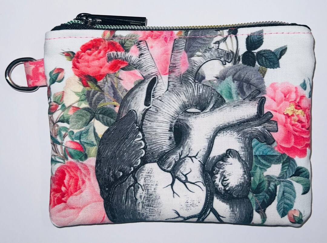 Human Heart Zipper Pouch - Anatomy, Floral, Flowers. D Ring. - Etsy