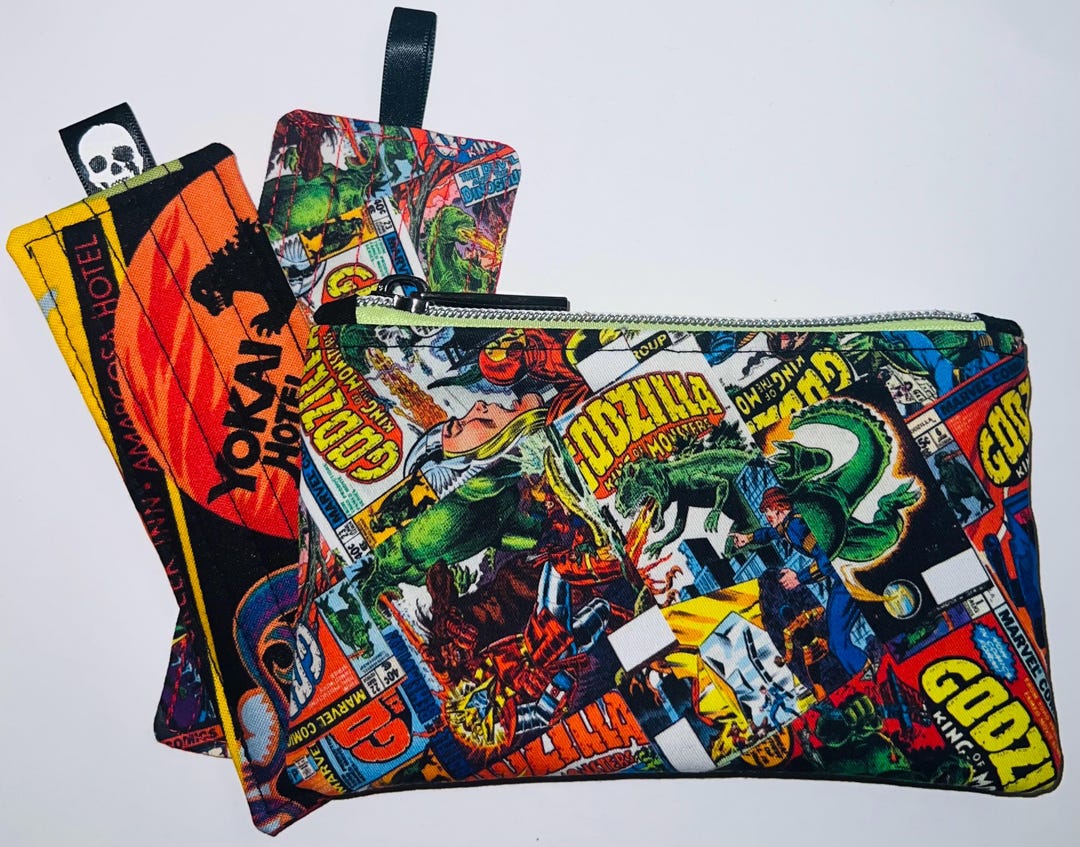Godzilla Comic Book Zipper Pouch and Bookmarks Set - Etsy