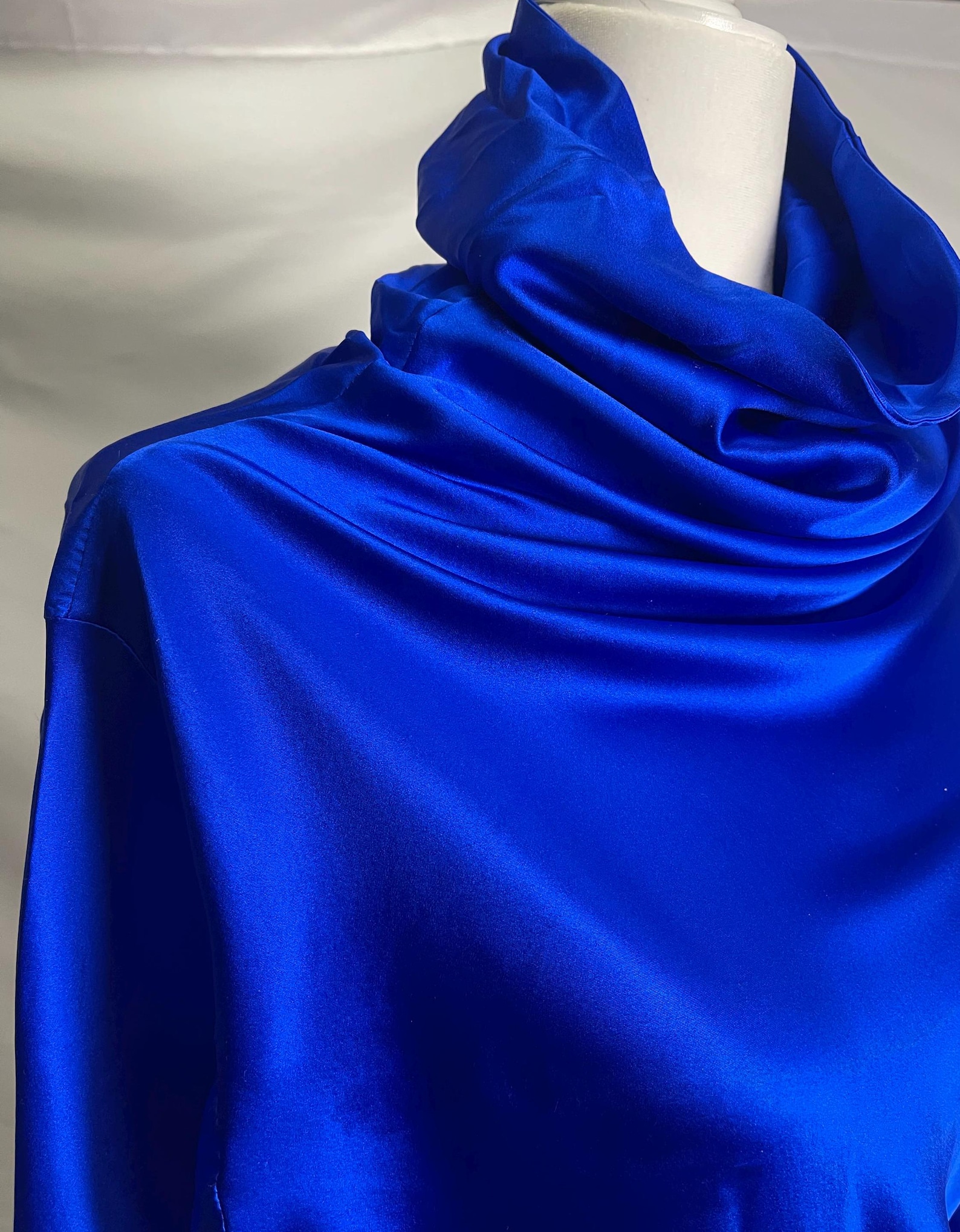 100% Mulberry Silk Draped Blouse, Cowl Neck Long Sleeve Silk Blouse for ...