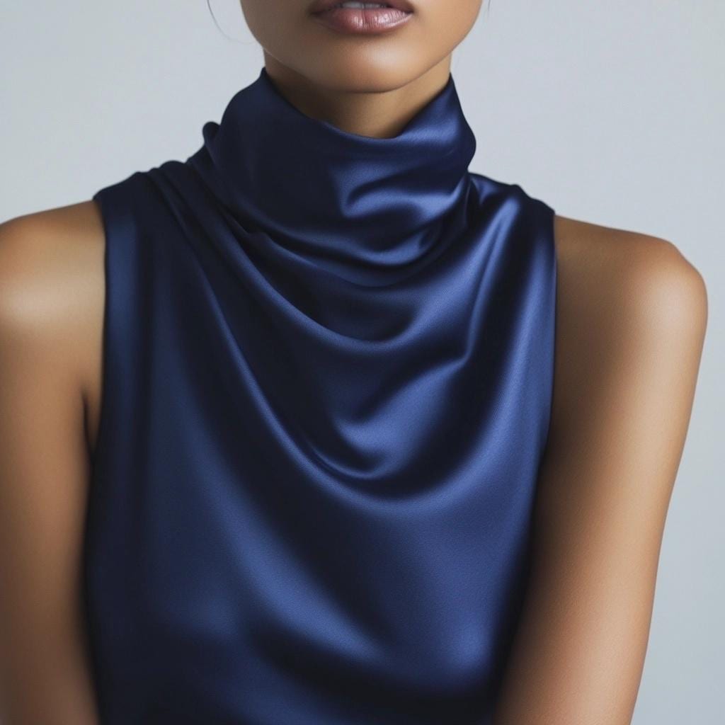 100% Mulberry Silk Draped Blouse, Cowl Neck Long Sleeve Silk Blouse for ...