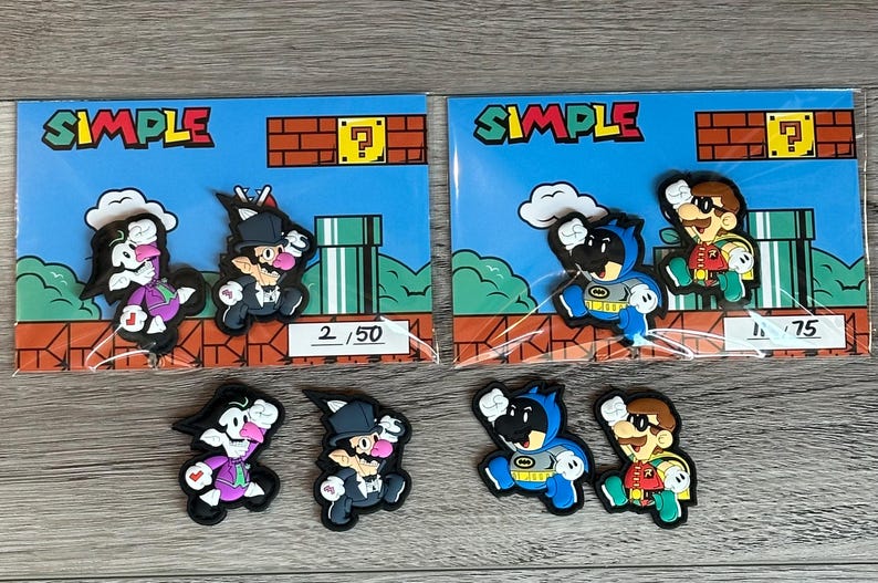 Simple Patches Super Mario Brothers Wario X Waluigi Penguin and Joker PVC 2 Morale Patches ...