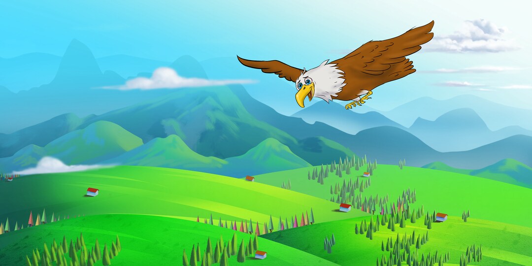 Animal Cartoon Image Soaring Eagle - Etsy