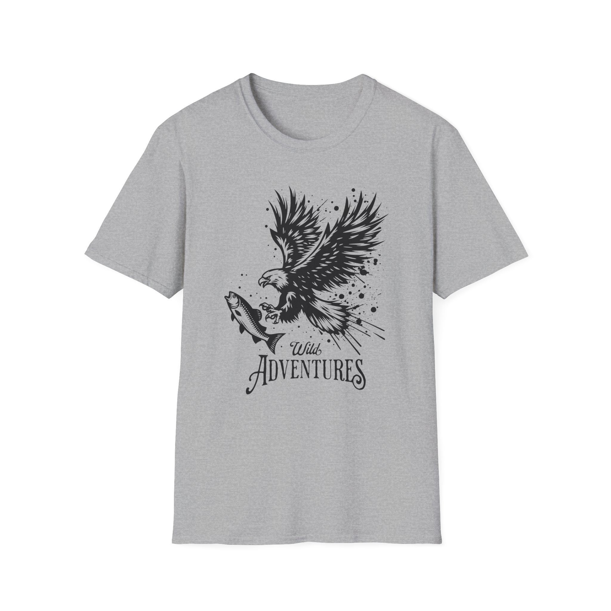 Wild Adventures T-shirt, Eagle, Eagle Hunting Fish, Vintage Text Style ...