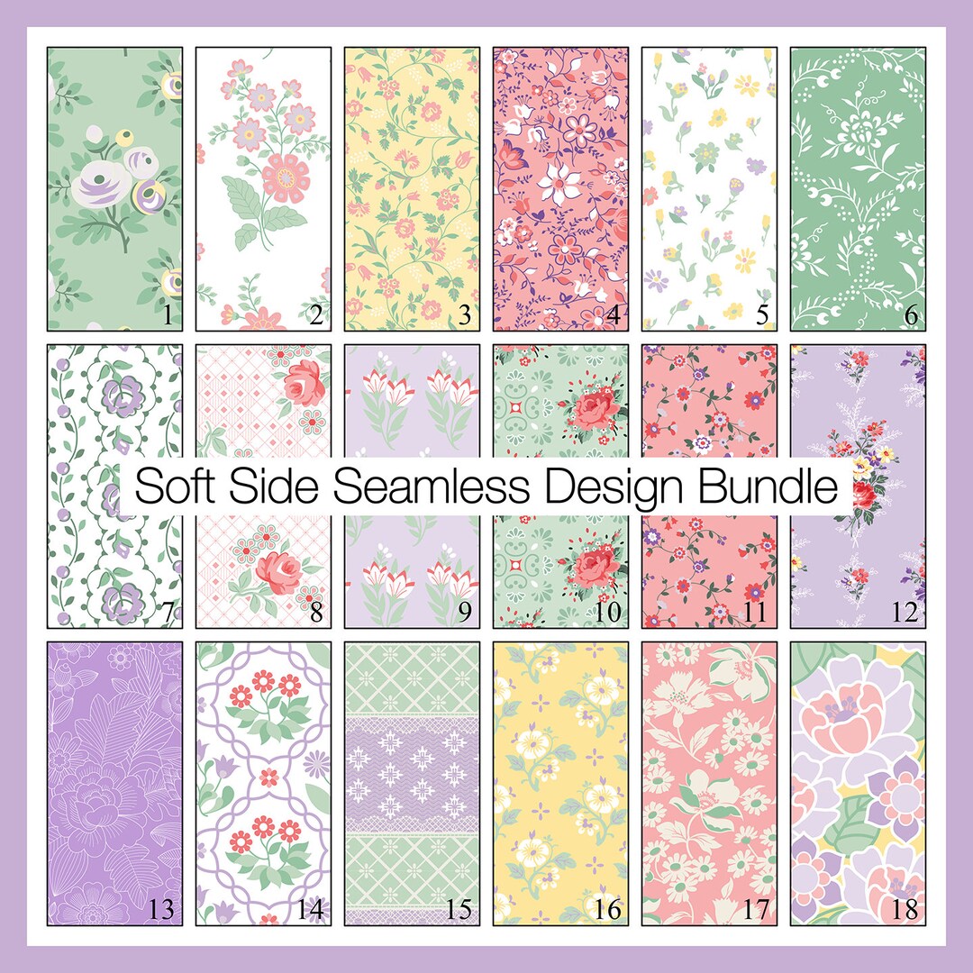 18 Soft Pastel Florals Seamless Patterns Bundle - Etsy