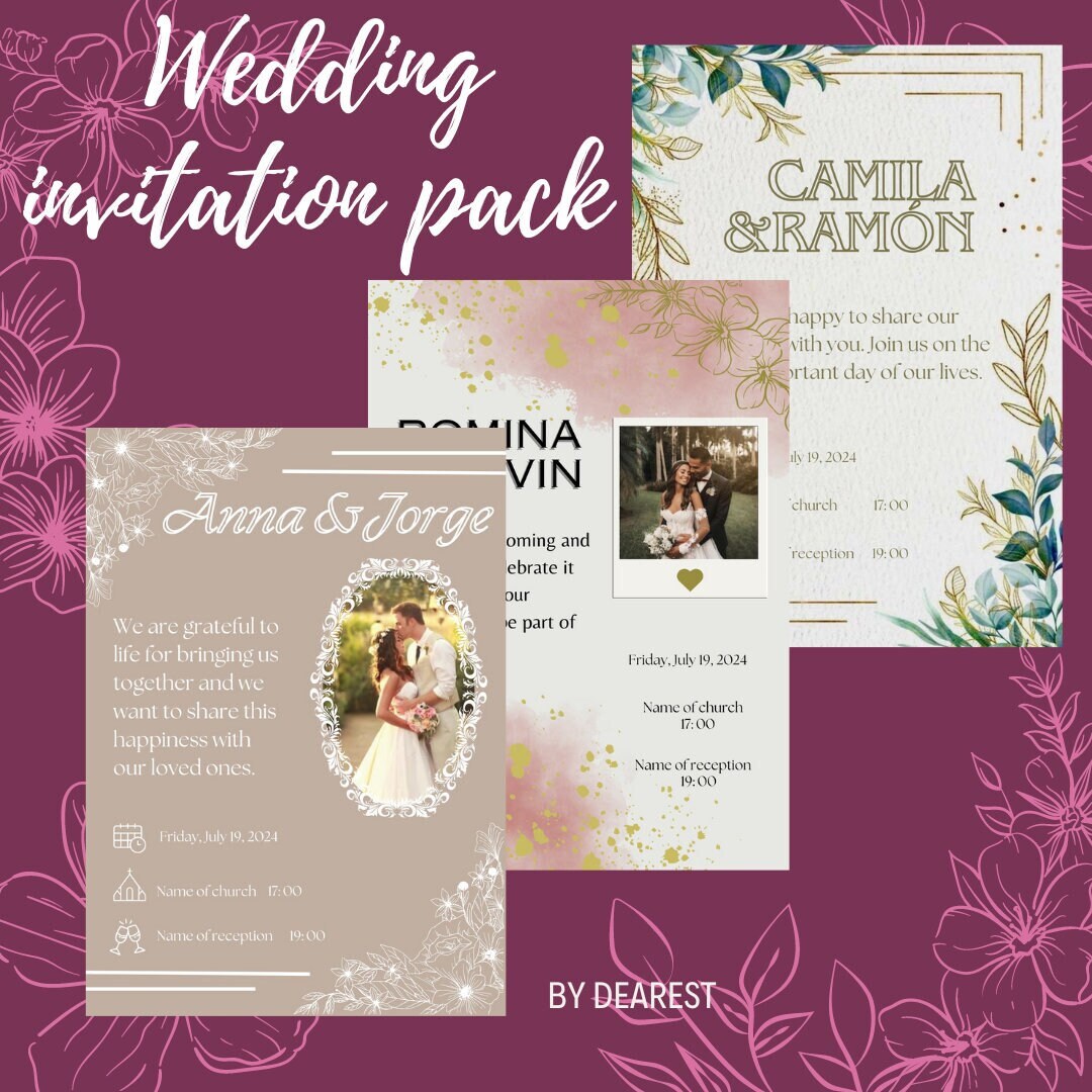 Pack of wedding invitation templates wedding invitation invitation ...