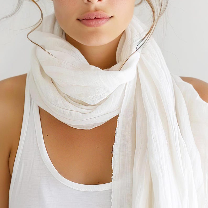 Linen Scarf Women White Linen Shawl Summer Scarf, Linen Headscarf Cream ...