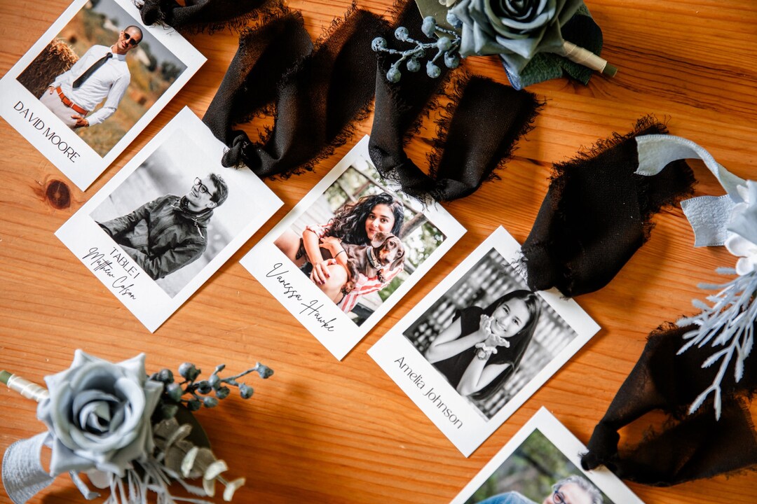 Wedding Placement Cards With Photo, Photo Place Cards, Ribbon Place ...